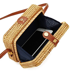 LXXUY Womens Straw Bag Round Rattan Crossbody Bag Handwoven Natural Summer Beach Shoulder Bag (brown) Large