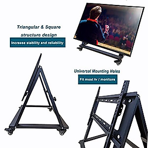 BIGalleons Low Height Mobile TV Stand, Confidence Monitor Stand, Rolling TV Mount with Wheel for 32-70 inch Flat Curved Screen TV, LED LCD, 30° Adjustable Viewing Angle (Pro-Version)