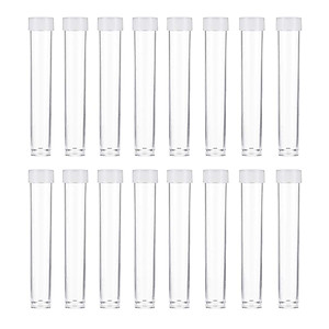 Craftdady 200Pcs Clear Plastic Tube Bead Containers Transparent Storage Test Tubes with Caps 2.99x0.53" (76x13.5mm)