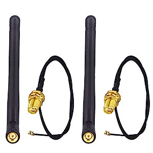 Kaunosta SMA WiFi Antenna Aerial External Omnidirectional Antenna 3db with 50CM IPX1.13 to SMA Female Pigtail Extension Cable for Computer Wireless Network Card Security IP Camera 4PCS