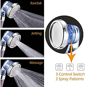 TUXBAWAY Filtered Shower Head for Hard Water, Handheld High Pressure Showerhead with Hose, Bracket, Mineral Stones and PP Cotton Filter Replacement, Ecowater Spa Shower Spray for Dry Hair & Skin