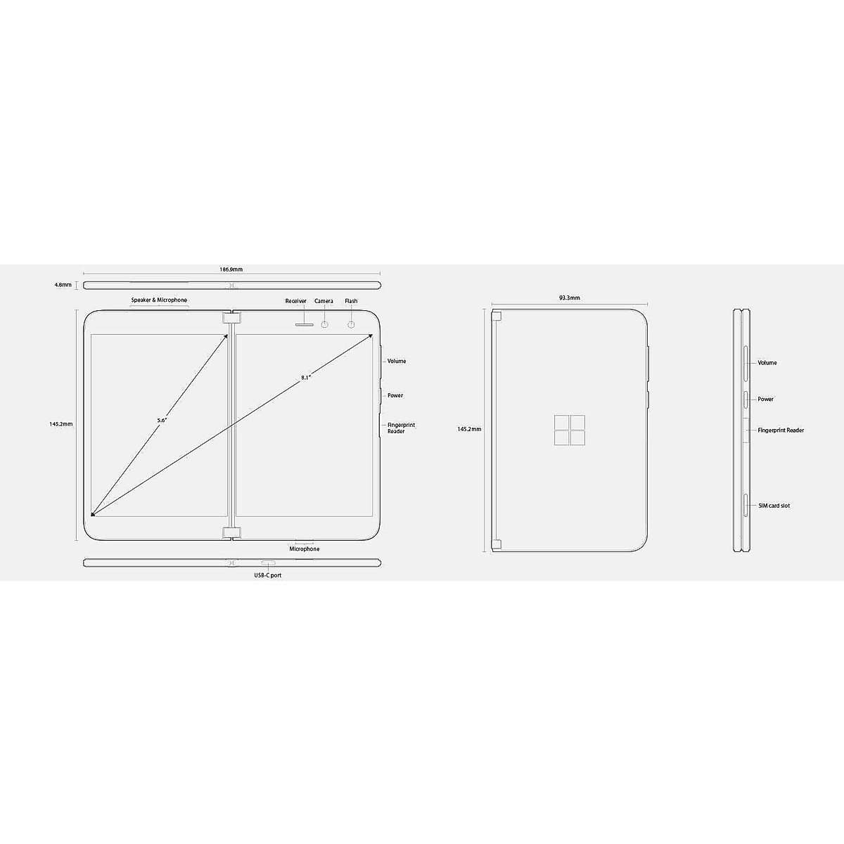 Microsoft Surface Duo Foldable Tablet, 128GB, Unlocked All Carriers - Glacier (Renewed)