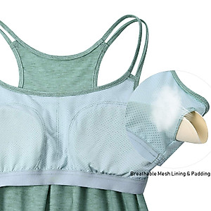 Hibelle Tank Tops with Built in Bra, Women's Yoga Workout Running Tanks Racerback Seamless Padded Sports Bras Teen Girls Fitness Hiking Athletic Tennis Shirts Light Purple Medium