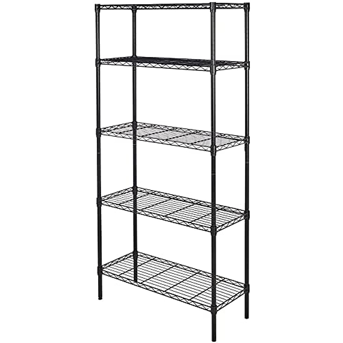 5-Shelf Adjustable, Heavy Duty Storage Shelving Unit (350 lbs Loading Capacity per Shelf), Steel Organizer Wire Rack, Black (36Lx14Wx72H), (SL-SUAM-116)
