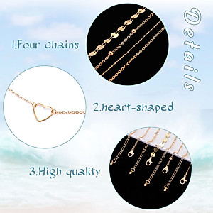 Boho Waist Belly Chain Gold Layered Heart Body Chains Summer Beach Bikini for Girls and Women