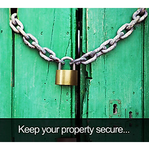 Padlock with Key - 2" Large Heavy Duty Pad Lock 5 Matching Keys - Weatherproof Rust Resistant Steel Brass Keyed Alike Padlocks, Gate Locks for Outdoor Fence, Door, Gym Lockers, Storage Unit (1-Pack)