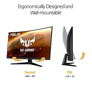 ASUS TUF Gaming VG32VQ1B 31.5” Curved Monitor, WQHD (2560 x 1440), 165Hz (Supports 144Hz), 1ms, FreeSync Premium/Adaptive-sync, Extreme Low Motion Blur, HDR10, HDMI DisplayPort (Renewed)