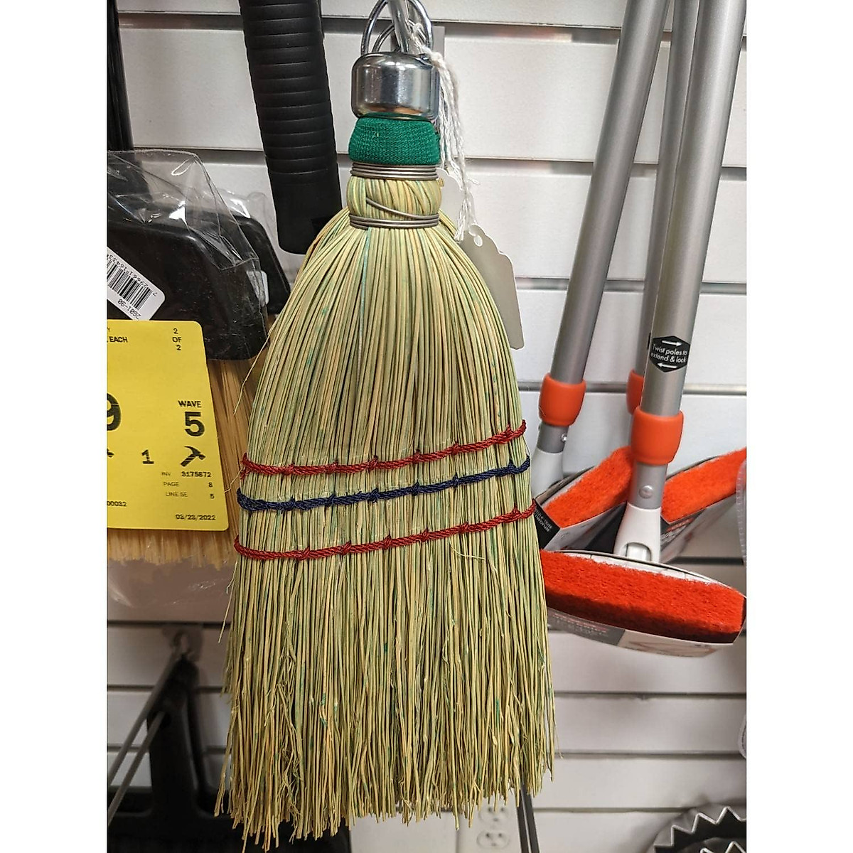 Lehman's Amish-Made Whisk Broom - Authentic Corn Straw Broom with Metal Hanging Hook, Natural, 11 inches