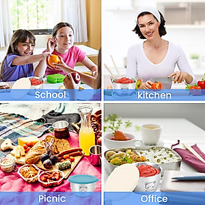 UKQRRTC 6Pcs Salad Dressing Containers 1.69 oz Small Salad Dressing Cups Stainless Steel Condiment Container with Silicone Lids Reusable Sauce Containers for School Kitchen Picnic Traveling (Style 2)