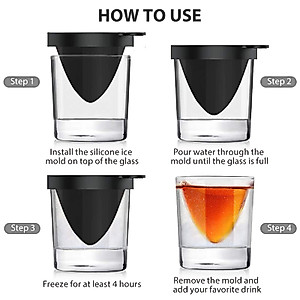 Kollea Gifts for Men Dad, Set of 2 Whiskey Wedge Glasses with Silicone Ice Mold, Old Fashioned 2 Whiskey Glasses with Ice Form, Whiskey Lovers for Valentine's Day, Birthday, Anniversary - 9 Oz