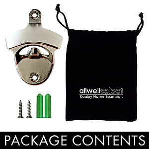 Metal Beer Bottle Opener Wall Mounted With Magnetic Cap Catcher - Stainless Steel Finish For Indoor or Outdoor Use