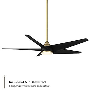 WAC Smart Fans Viper Indoor and Outdoor 5-Blade Smart Home Ceiling Fan 60in Soft Brass Matte Black with 3000K LED Light Kit and Remote Control works with Alexa and iOS or Android App