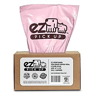 EZ 1000 Pet Waste Disposal Dog Poop Bags, Pickup Bags Pink (Single roll, not on Small Rolls)