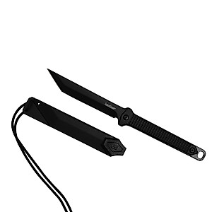 Kershaw Dune Full Tang Neck Knife (4008X) Compact 3.8” 3Cr13 Stainless Steel Fixed Blade With Black-Oxide Finish, Textured Injection Molded Handle, Secure Molded Sheath and Lanyard, 2.5 oz.