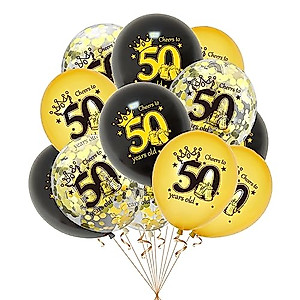50th Birthday Decorations for Women and Men,50PCS Birthday Decorations Black Gold Party Supplies Hanging Swirls for Men Women, 50 Years Old Birthday Ceiling Hanging Decor with 10 Balloon (50th)