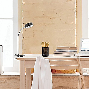 Globe Electric LED for Life Energy Star Clip Lamp, Chrome Gooseneck, Glossy Black Finish, 5W 250 Lumens Integrated LED, 12648