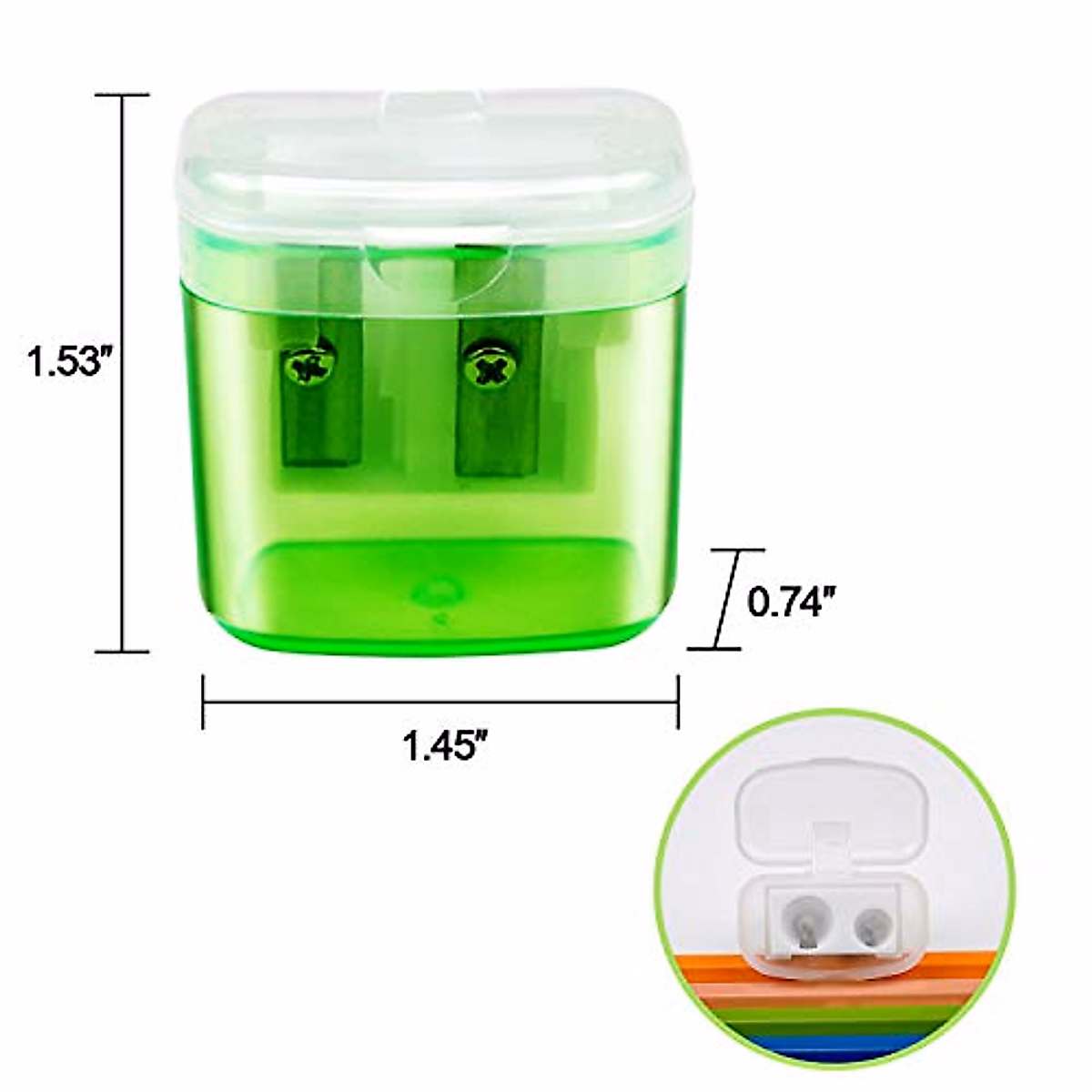 Pencil Sharpener, MENOLY 4 Pack Double Hole Pencil Sharpener Small Pencil Sharpener Manual Hand Pencil Sharpeners with Lid for School Office Home (Pink Yellow Green Blue)