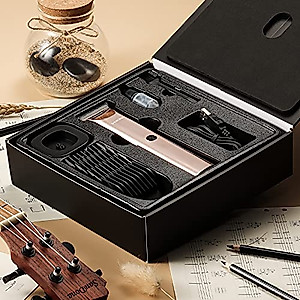 Memorism Blizz CS7 Men’s Cordless Hair Clipper for Home and Barbershop - with T-Blade Clipper and Stainless Steel/Ceramic Blade, 4 Adjustable Length Guards, Waterproof, LED Display (Rose Gold)