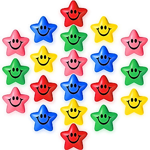20 Pieces Star Smile Face Stress Balls Star Mini Foam Smile Ball Smile Face Toys Mini Stress Relief Star Smile Balls for School Carnival Reward, Student Prizes, Party Bag Fillers(Rich Style)