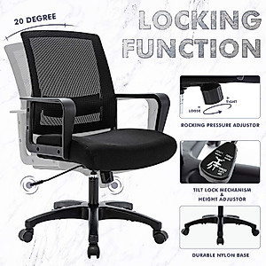 Adjustable Swivel Home Office Desk Chair with Armrest, Ergonomics Computer Mesh Chair for Livingroom, Game Chair (Mesh)