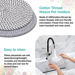 Trivets for Hot Dishes, 6 Pieces Pot Holders for Kitchen, 100% Cotton Woven Hot Pads for Kitchen, Trivets for Kitchen Heat Resistant, 11.8 Inches and 7 Inches