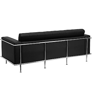 Flash Furniture HERCULES Lesley Series Contemporary Black LeatherSoft Sofa with Encasing Frame