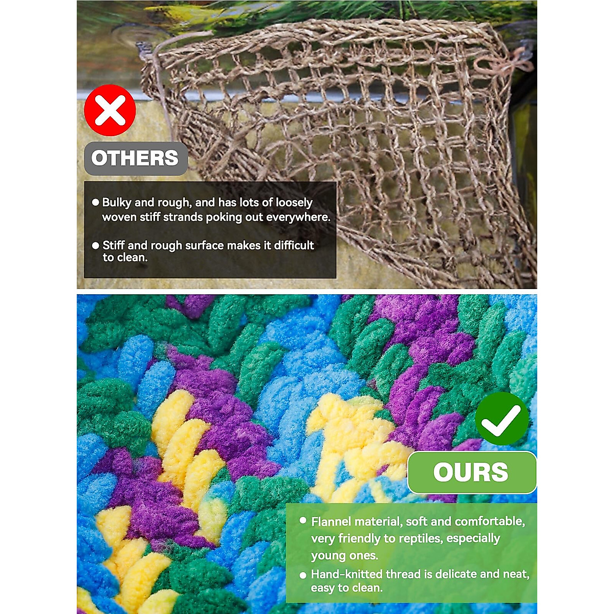 Double-Layered Reptile Hammock - Soft Bearded Dragon Hammock Swing Hanging Bed with Strong Suction Cups & Hooks, for Lizard Gecko Chameleon Small Reptiles, Triangular