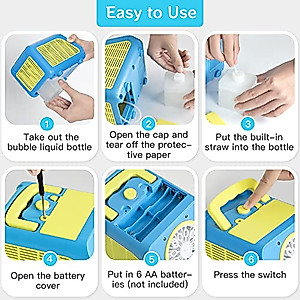 Bubble Machine, Bubble Maker,15000+ Bubbles Per Minute, 2 Speed Levels,Big Bubble Hole,Automatic Bubble Machine,Bubble Blower for Kids Toddler,Outdoor Toys for Party, Birthday, Wedding