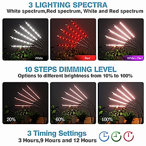 Grow Lights for Indoor Plants, DICCEAO 150W LEDs Grow Light for Seed Starting with Full Spectrum, 3/9/12H Timer, 10 Dimmable Levels, 3 Switch Modes