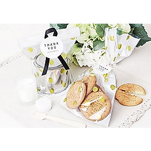 We Moment Clear Cello Bags for Treat Candy Cookie Party Favor Bags, Plastic Bags for Bakery, Cookies, Candies Chocolate,Snack Wrapping,for Wedding Shower Kid’s Birthday Party,Gold Dot,50pcs