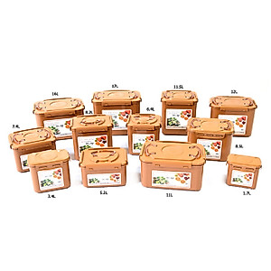 e-jen Premium Kimchi, Sauerkraut Container Probiotic Fermentation with Inner Vacuum Lid (Earthenware Brown, 1.6 gal/ 6.4L)