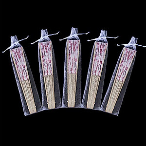 Bezall 50Pcs Organza Hand Fan Bags, 2x10 Inches White Folding Fan Drawstring Bag Hand Fan Decorative Pouch Party Wedding Favor Gift Bags