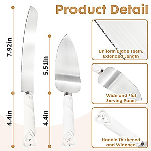 PowerKing Classic Double Heart Design Cake Knife and Server Set, Wedding Supplies-Stainless Steel Cake Knife and Server Set for Wedding, Birthday, Anniversaries (Double Heart)