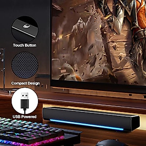 MARBOO Computer PC Bluetooth Soundbar Speakers Wireless USB Powered Laptop Desktop Monitor Speakers for PC Smartphone Ipad Tablet-Lighting Control-Switch Power On/Off