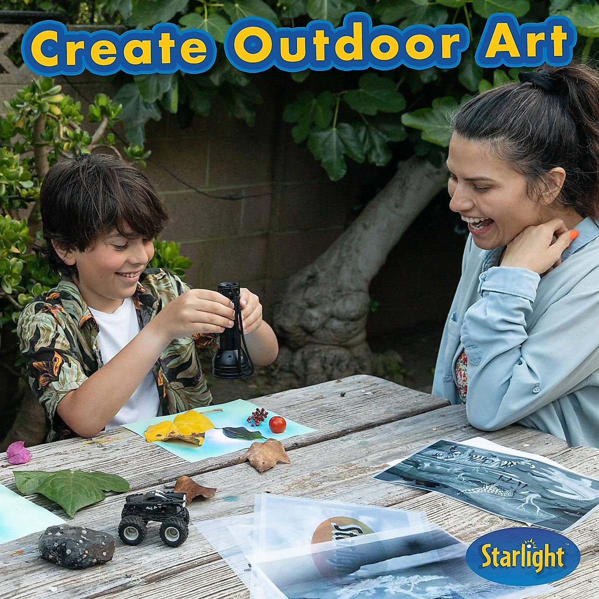 Starlight Cyanotype Kit Deluxe | Instant 8"x10" Cyanotype Paper – No Water Needed | 20 Sheets of Sun Paper, UV Flashlight & Art Stencils | Sun Printing Kit for Kids, Crafts & Science