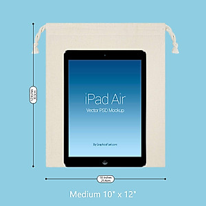 TOPDesign 10-Pack 10” x 12” Reusable Produce Bags, Muslin Bags with Drawstrings for Shopping & Storage, 100% Natural Cotton Bags, Washable, Biodegradable, Food Safe