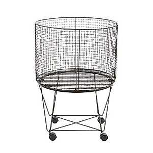 Deco 79 Metal Cylinder Storage Cart with Wheels, 20" x 20" x 28", Bronze