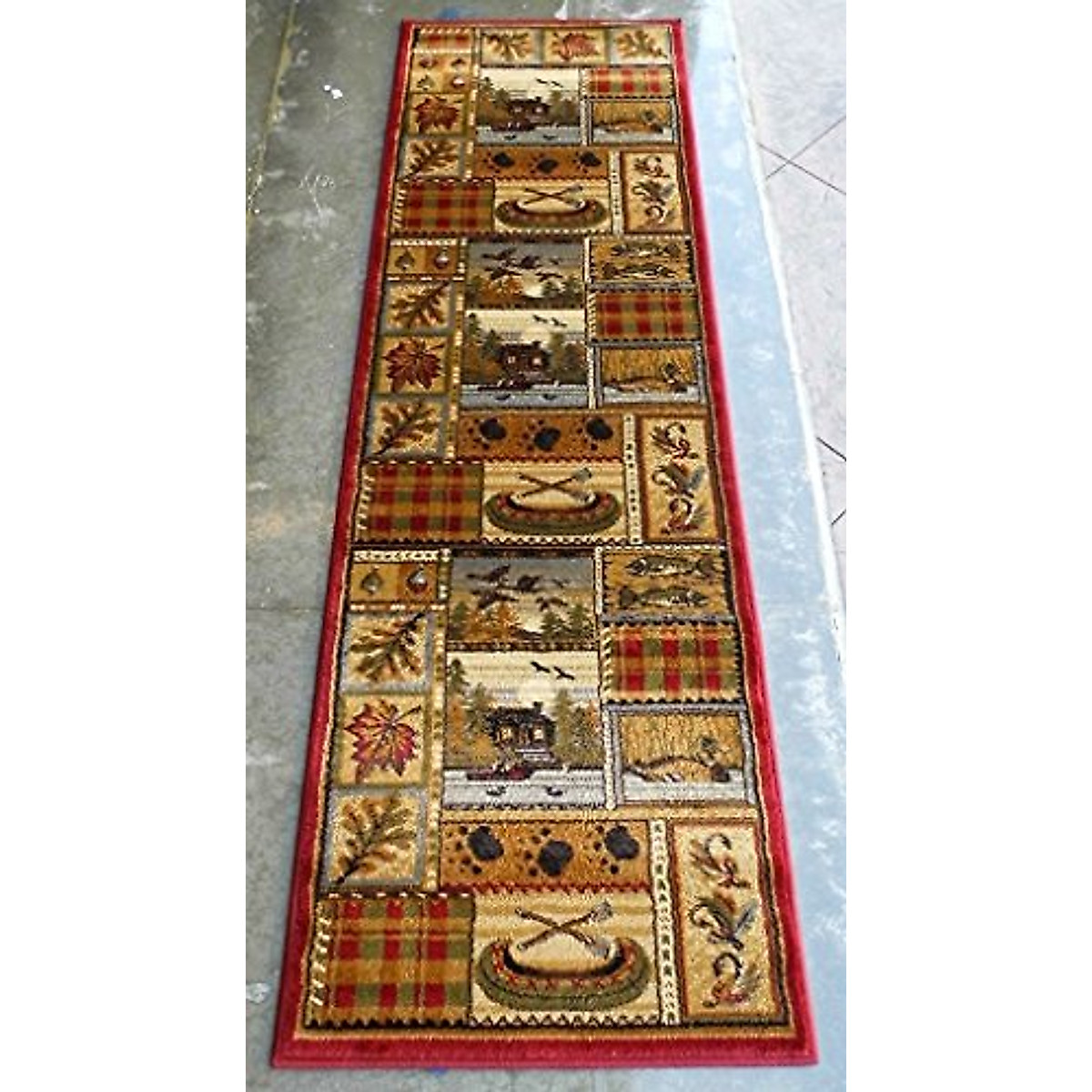 CR Wildlife Nature Cabin Lodge Scene Duck Boat Fish Area Rug (2 Feet 2 Inch X 7 Feet 2 Inch Runner)