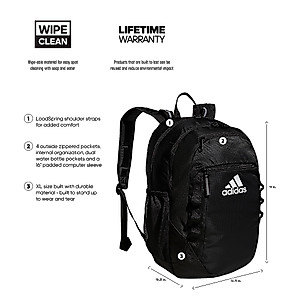 adidas Excel 6 Backpack, Black/White FW21, One Size