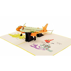 Airplane Pop Up Card come with Flying Butterfly,Ideal 3D Greeting Card for All Occasions,Happy Birthday, Graduation, Congratulations, Retirement,Pilots, Plane Travelers. 6"x8" when colsed. (Airbus)