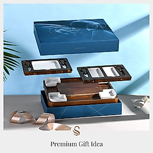Shanik Upgraded Acacia Cheese Board Set, Square Shaped Charcuterie Set, Cheese Platter, Handcrafted Design and Stainless Steel Cutlery Set - Gift For any Occasion without engraving