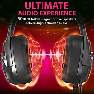 Fosmon Gaming Headset with Detachable Microphone, (50mm NdFeb Magnetic Driver) Strong Bass Over Ear Headphone with Ergonomic Headband Compatible with Xbox PS5 Nintendo Switch PC Laptop Desktop Mac