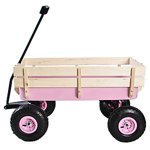 Collapsible Folding Wagon, Push Pull Foldable Beach Wagon Cart with All-Terrain Wheels, Heavy Duty Utility Grocery Wagon for Outdoor Camping Garden Sport Shopping,Pink