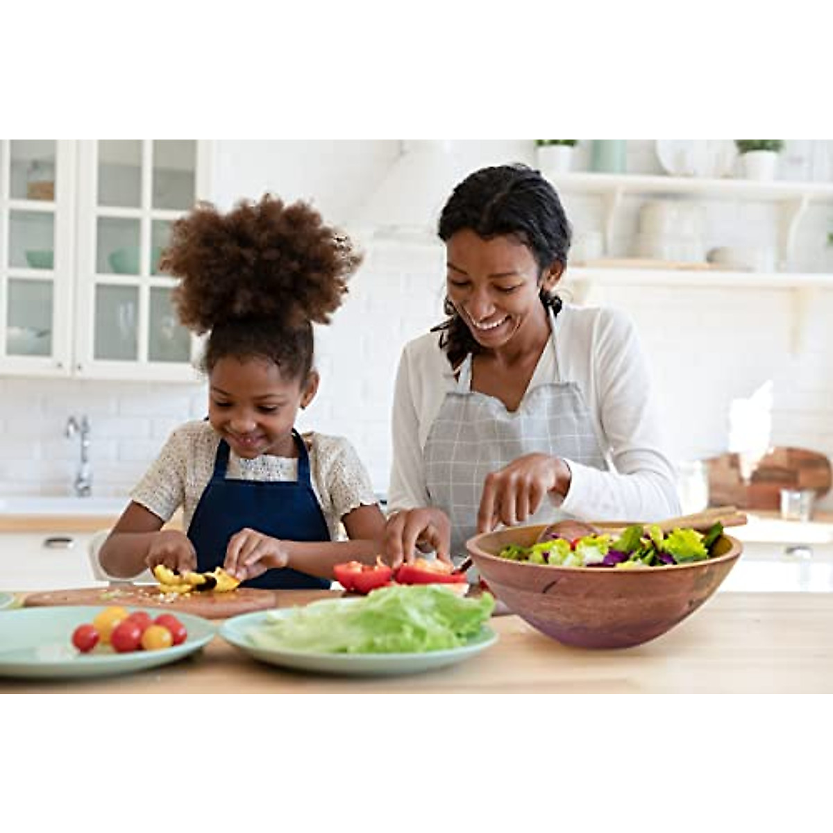Fairwood Way Wooden Salad Bowl Set with Serving Utensils - Rustic Mango Wood Bowl with Servers - 11.5 Inch Natural Wood Bowl and Servers