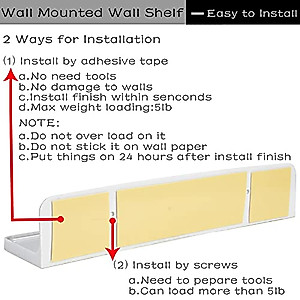Wall Mounted Small Floating Shelf Stick On Wall Shelves for Bedroom,Kitchen,Bathroom Bedside Shelves to Display Speakers,Photo Frame,Watch,Keys,Cosmetics-Damage Free-Plastic-White(1Pcs/Set)