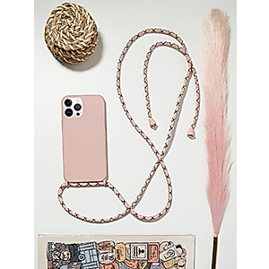 Ecofriendly iPhone 12 and iPhone 12 ProCrossbody Cord Case Leash Hands-Free Adjustable Strap Landyard Shockproof Resistant Cover (Pink)