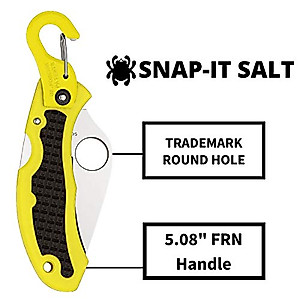 Spyderco Snap-It Salt Knife with 2.96" H-1 Corrosion-Resistant Steel Blade and Black/Yellow Lightweight FRN Handle - SpyderEdge - C26SYL