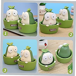 Homoyoyo 2pcs Car Bobble Head Ornament Desktop Decor Desktop Toys Desktop Avocado Ornament Resin Green Dashboard Avocado