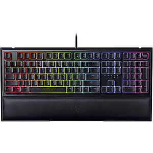 Razer Ornata V2 Gaming Keyboard: Hybrid Mechanical Key Switches - Customizable Chroma RGB Lighting - Individually Backlit Keys - Detachable Plush Wrist Rest - Programmable Macros (Renewed)