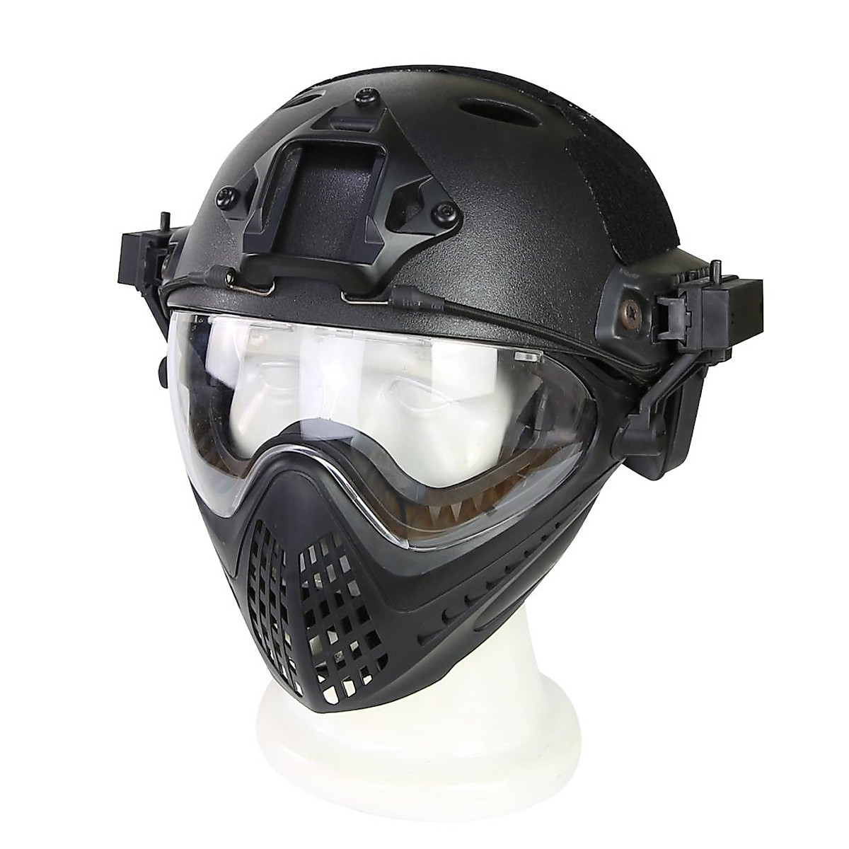 Koyheng Tactical Fast Baotou Helmet Outdoor Riding Mask Integrated Full Face Air Gun Mask Camouflage Version Ear Protection Goggles for Airsoft Paintball CS Other Outdoor Activities